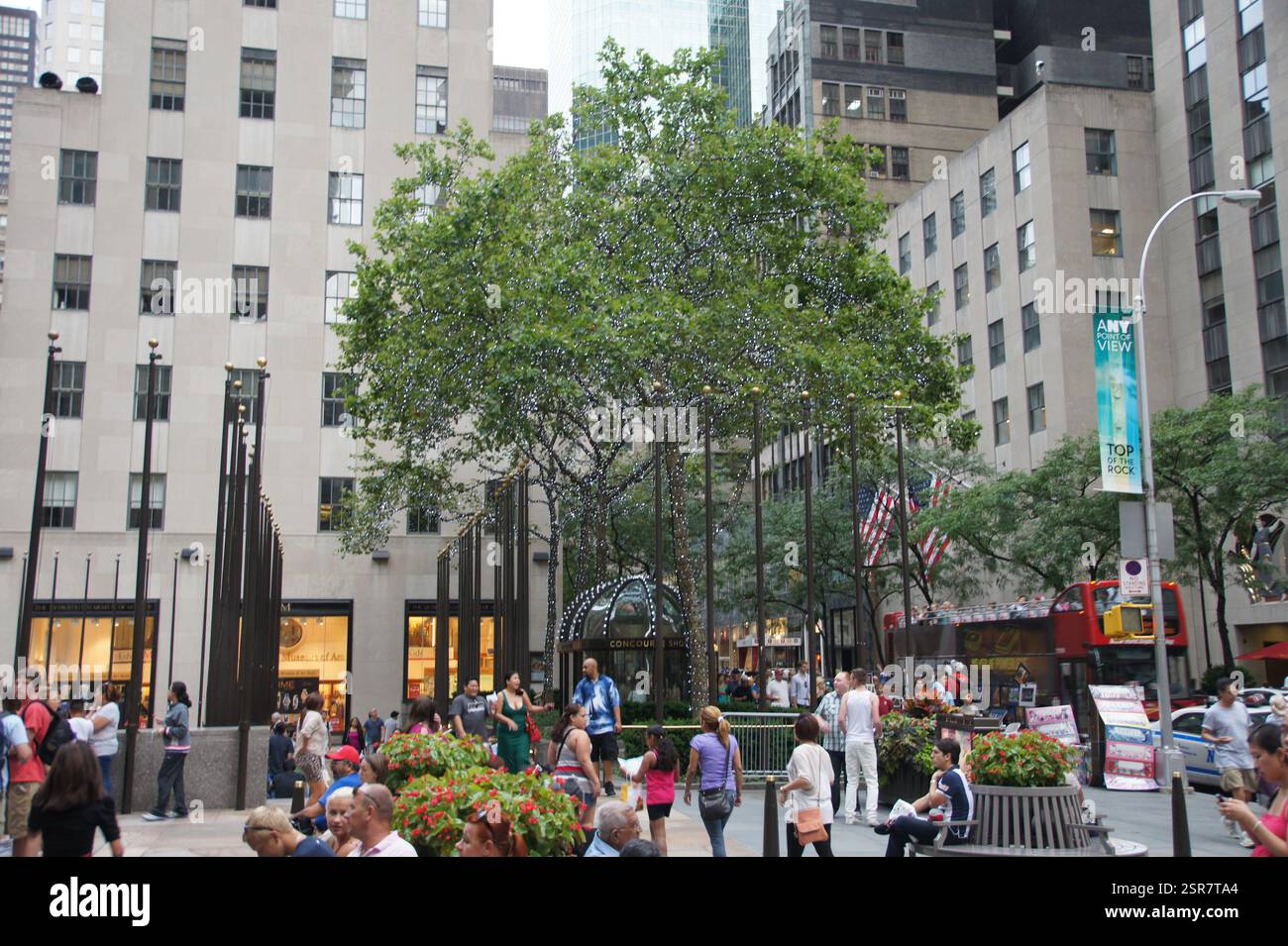 Art Deco skyscrapers flank a plaza with a sculpture in the heart of New ...