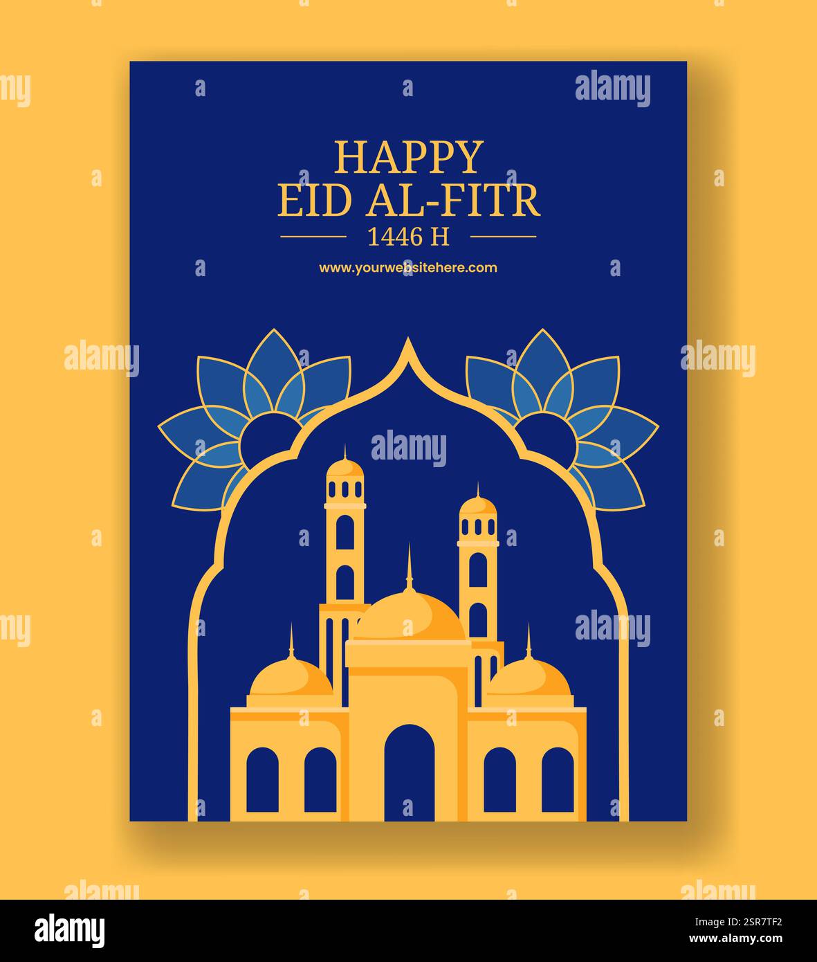 Flat Eid Al-Fitr Mubarak Vertical Poster with Traditional Islamic ...
