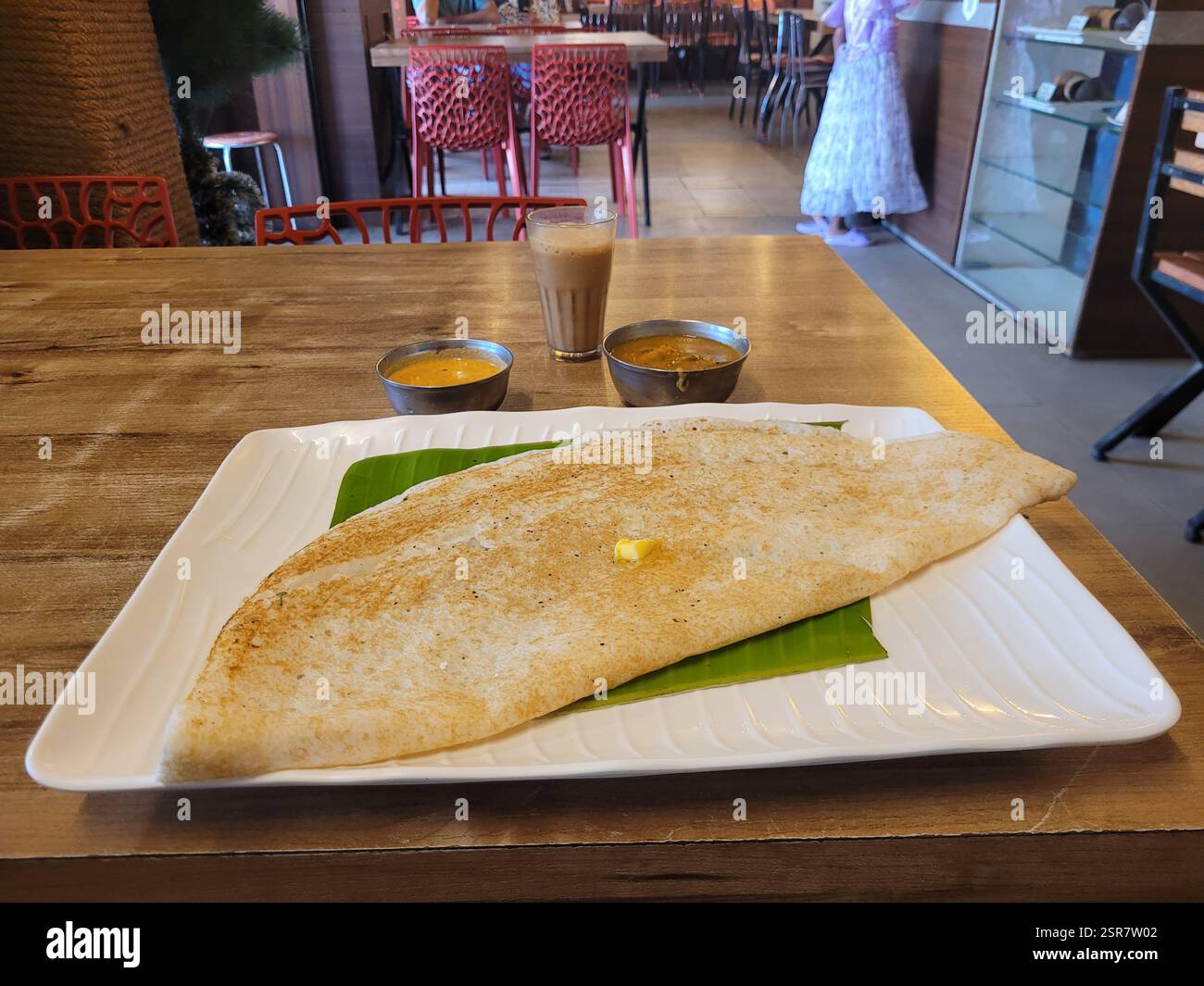 South indian dosa combined with coconut chutny and tomato chutney and ...