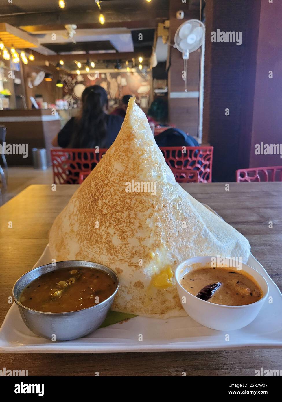 South indian dosa combined with coconut chutny and tomato chutney and ...