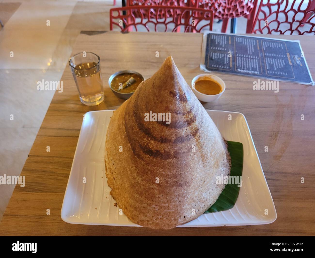 South indian dosa combined with coconut chutny and tomato chutney and ...