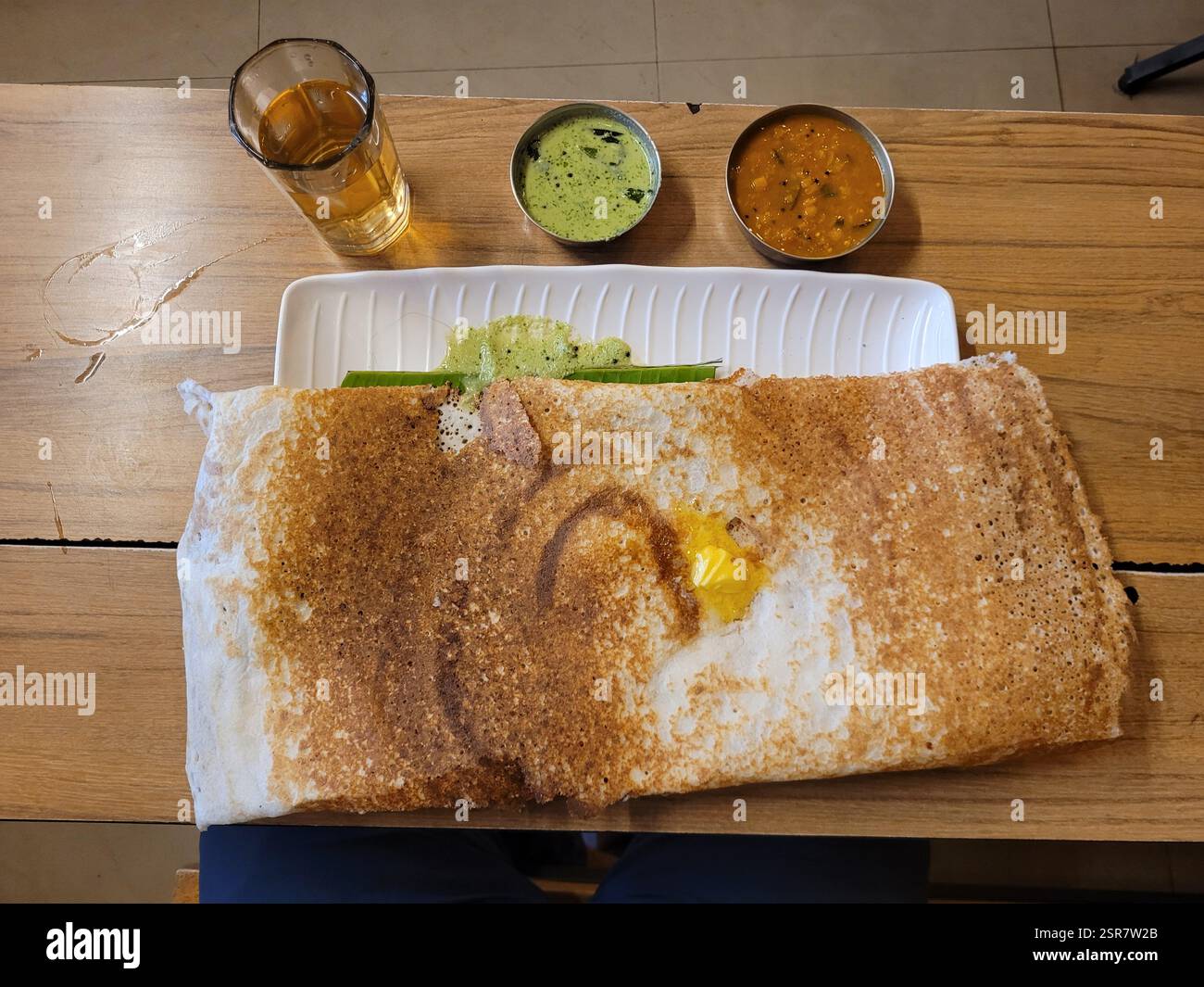 South indian dosa combined with coconut chutny and tomato chutney and ...