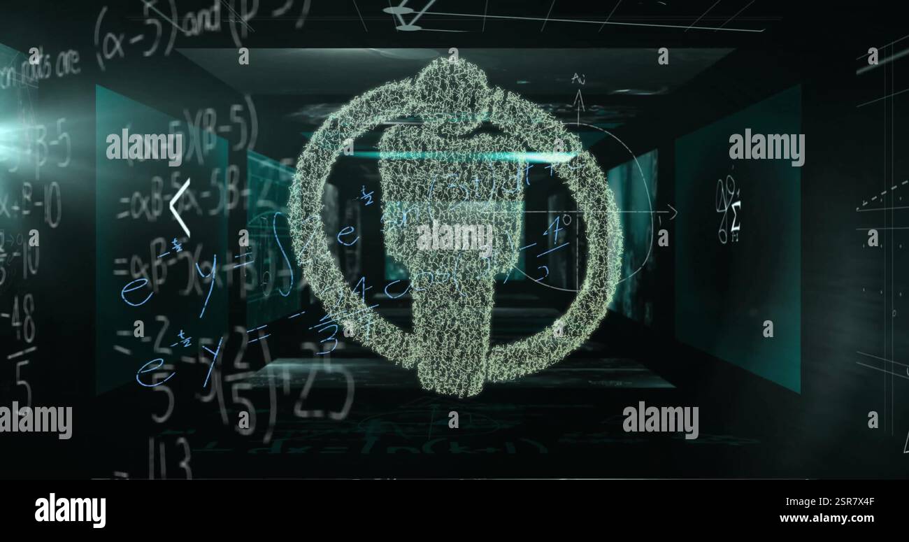 Image of man icon over mathematical equations Stock Photo - Alamy