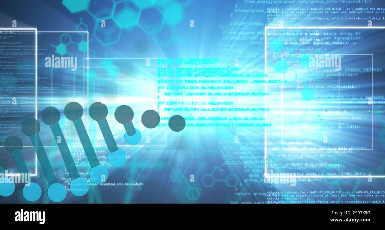Image of dna strand over chemical formula and data processing Stock ...