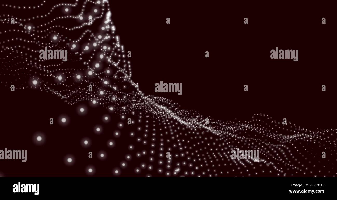 Image of mesh of glowing light spots over black background Stock Photo ...