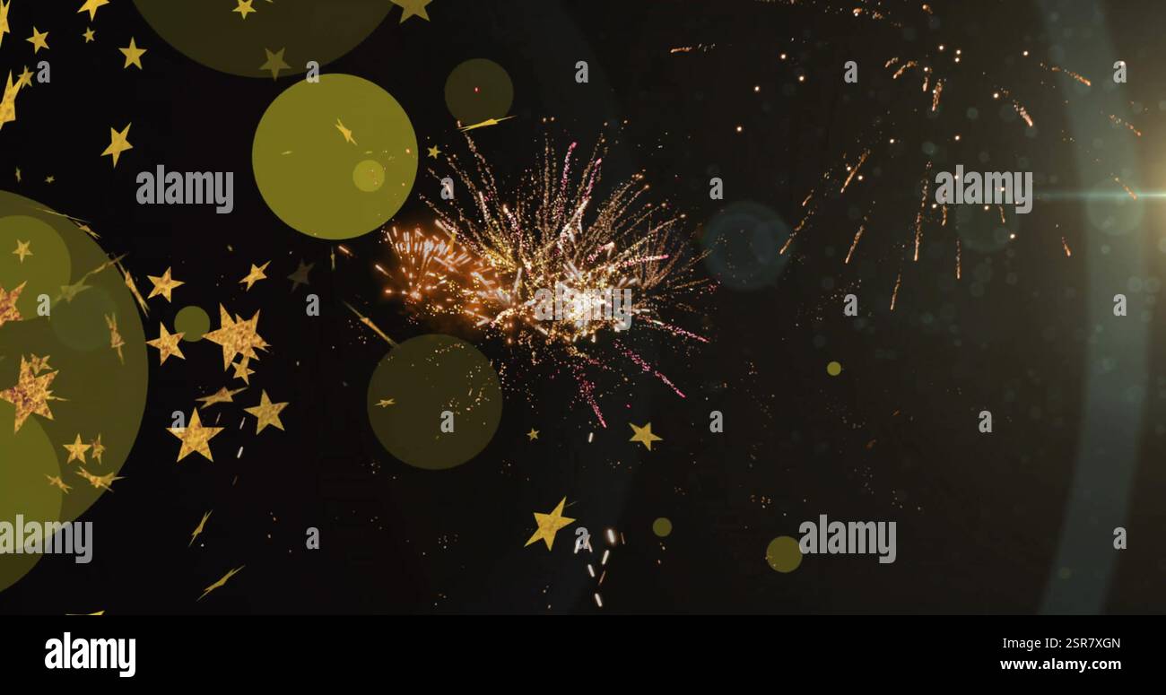 Image of glowing spots on black decorations background Stock Photo - Alamy