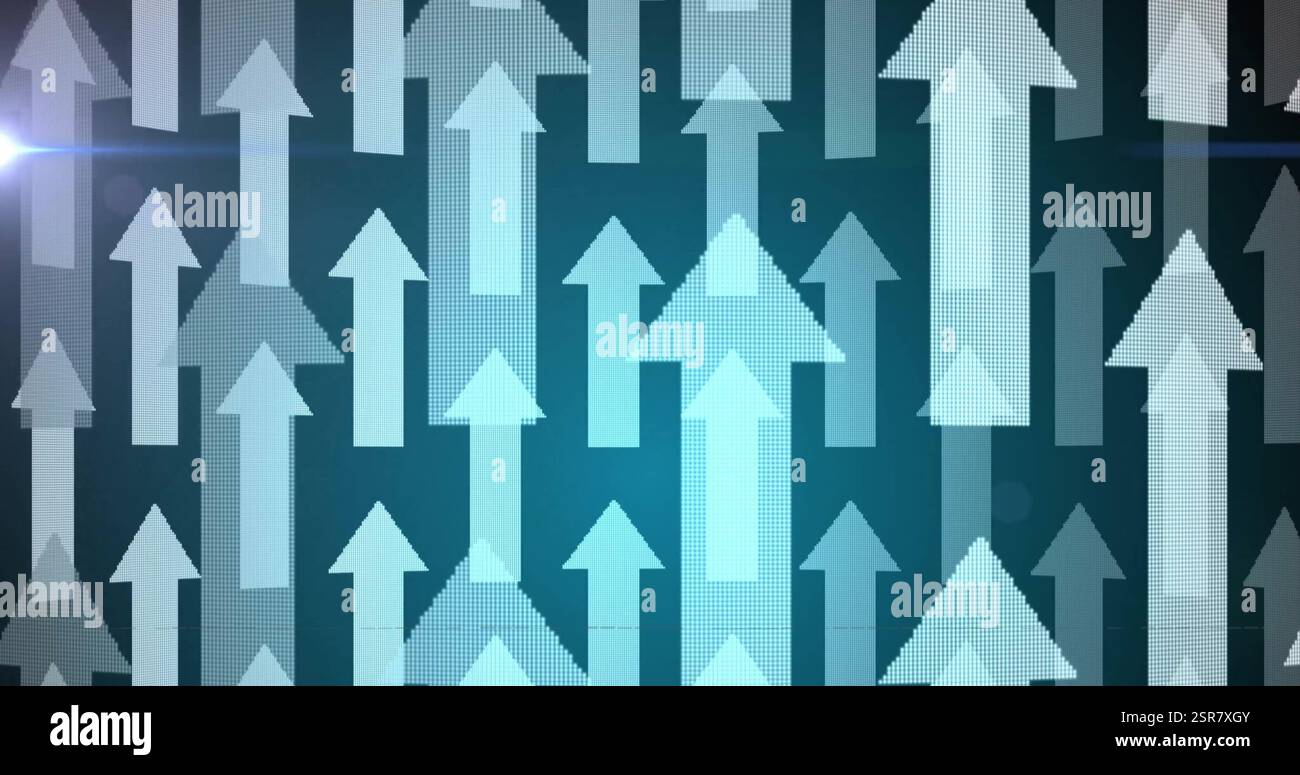 Image of arrows and digital data processing over black background Stock ...