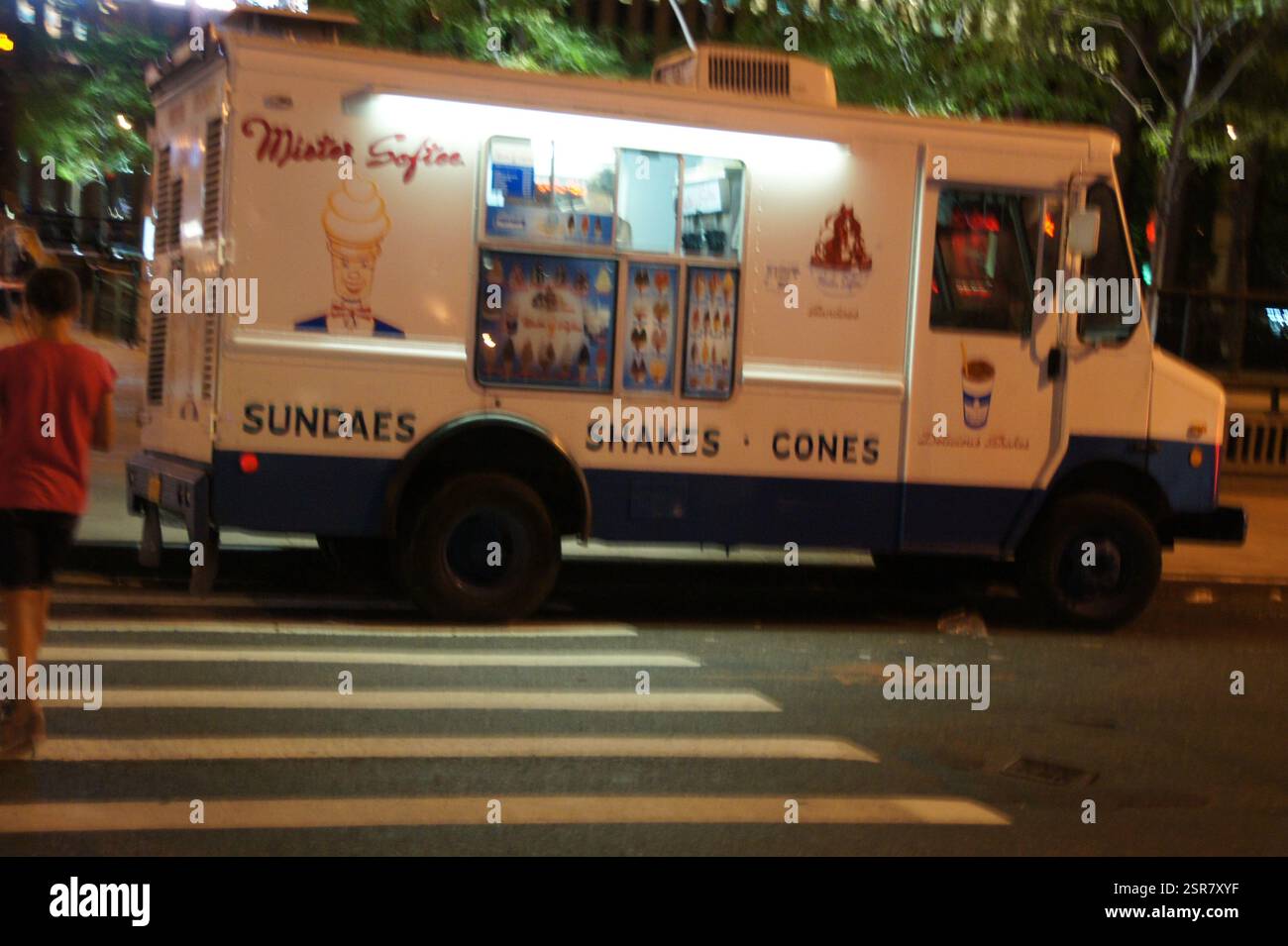 A Mister Softee truck in New York, Manhattan, brings sweet relief from the summer heat ...