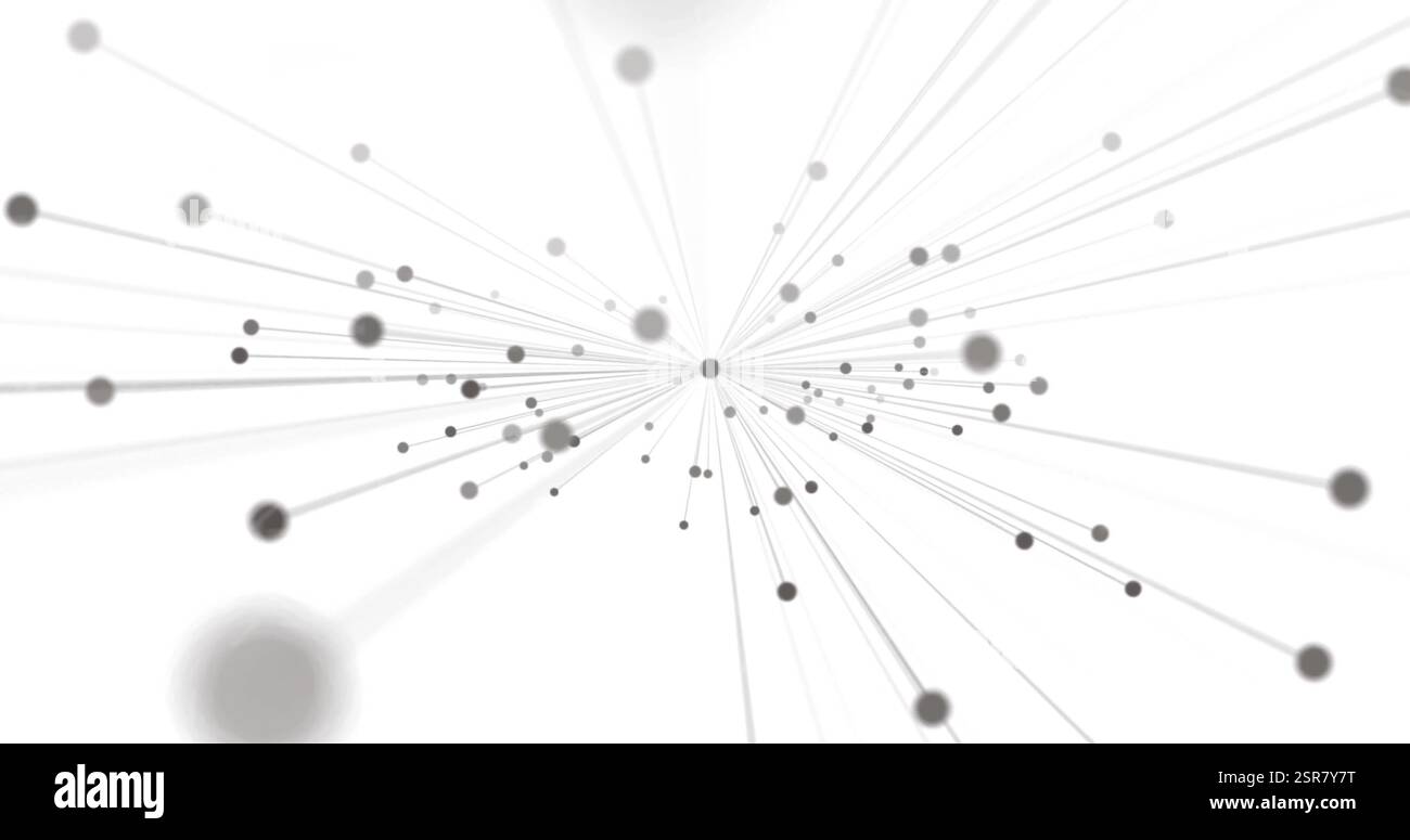 Image of network of connections with spots on white background Stock ...