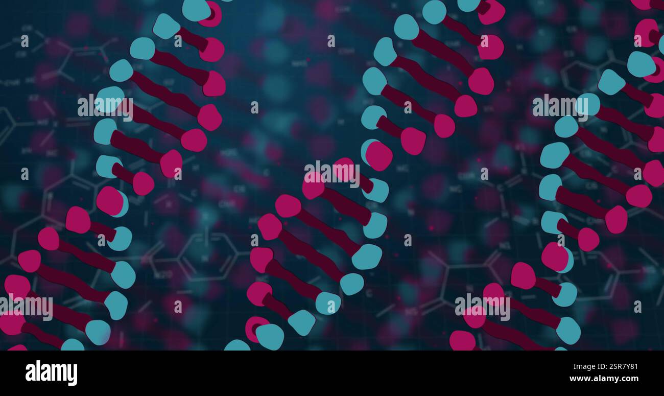 Image of chemical formula over dna strands Stock Photo - Alamy