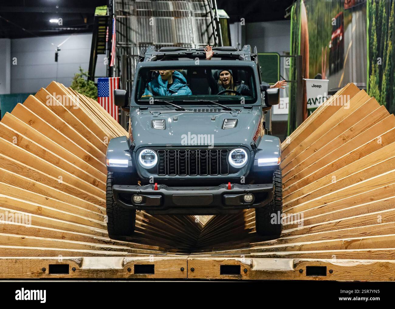 Chicago, USA. 14th Feb, 2025. People try a 2025 Jeep Gladiator on the ...