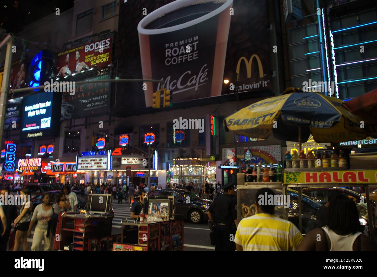 New York, Manhattan. A coffee shop menu with logos and descriptions ...