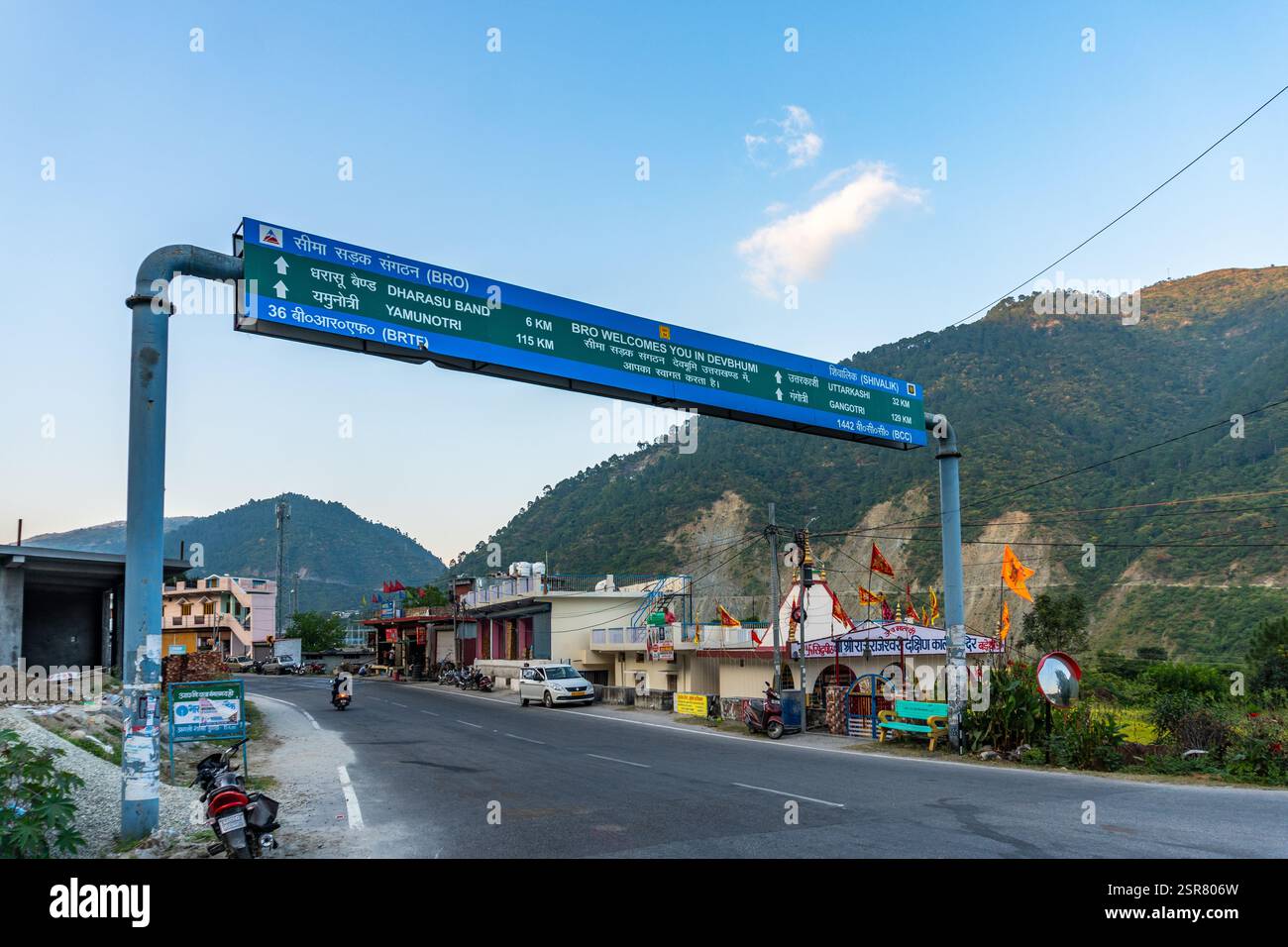 Nov. 3rd 2024 Uttarkashi Uttarakhand India. Sign board at Dharsu Band ...