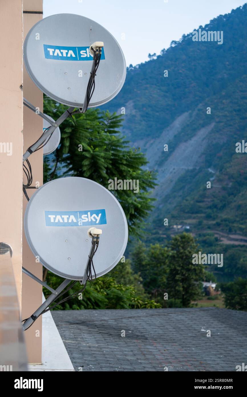 Nov.18th 2024 Uttarakhand India. A Tata Sky satellite dish outside a ...