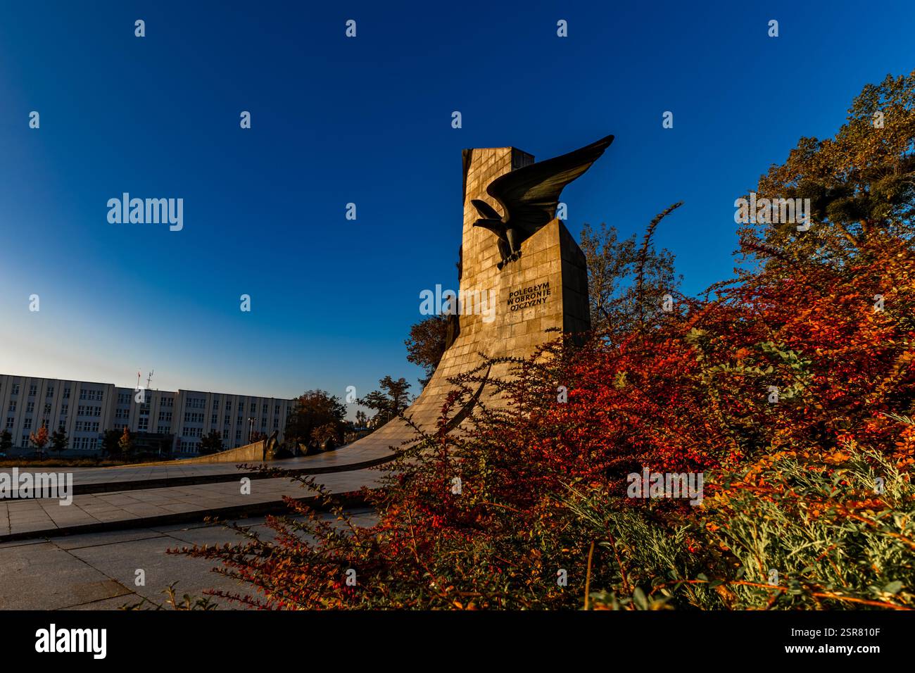 Monument on the National Remembrance Square in Czsstochowa, against the ...