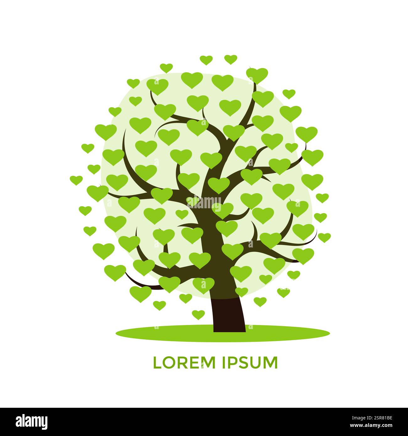Green tree with heart-shaped leaves Stock Vector Image & Art - Alamy