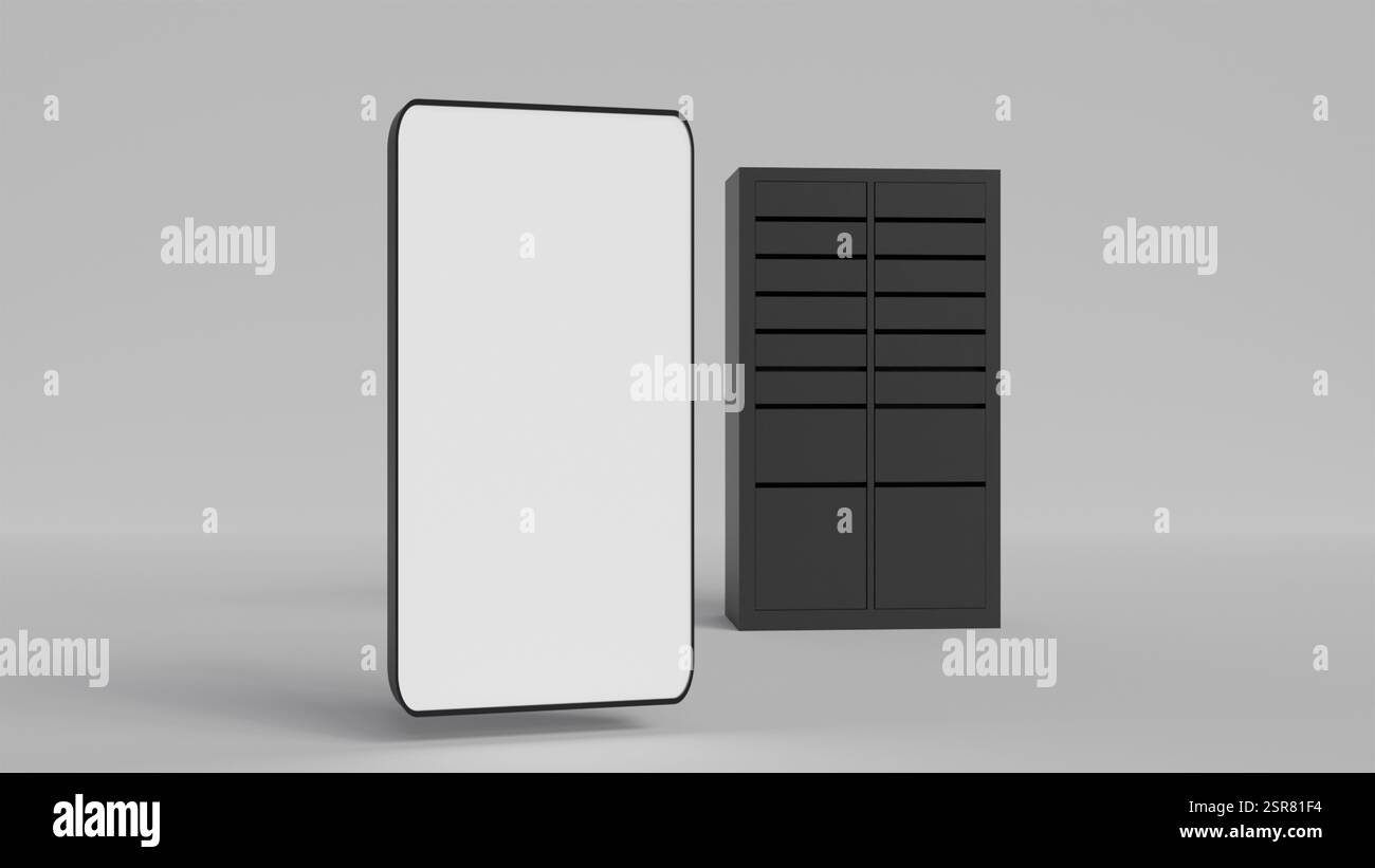 Automatic mailbox for issuing parcels city and white screen on the ...
