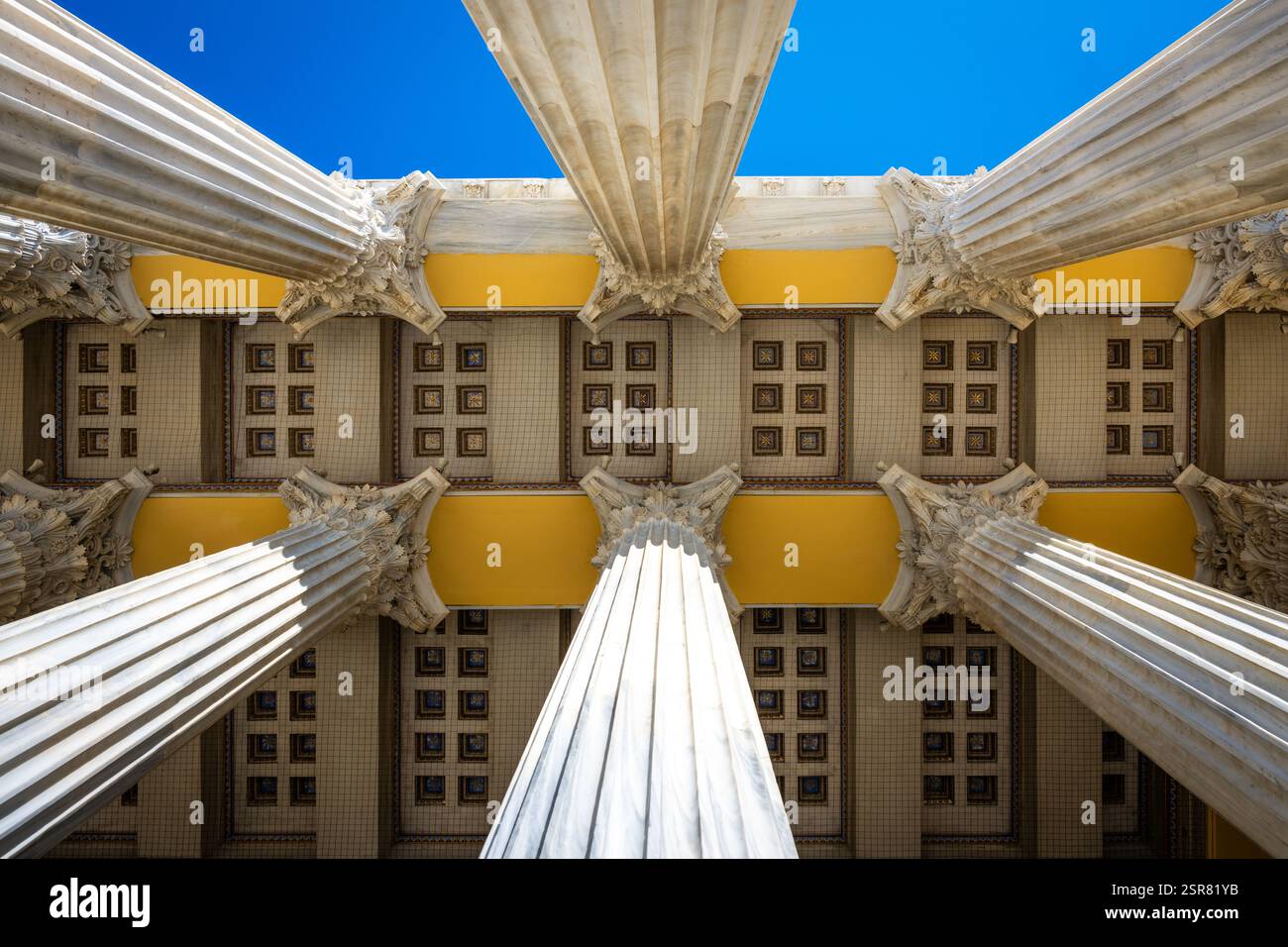 Ornate columns and beautiful ceiling of classical building Stock Photo ...