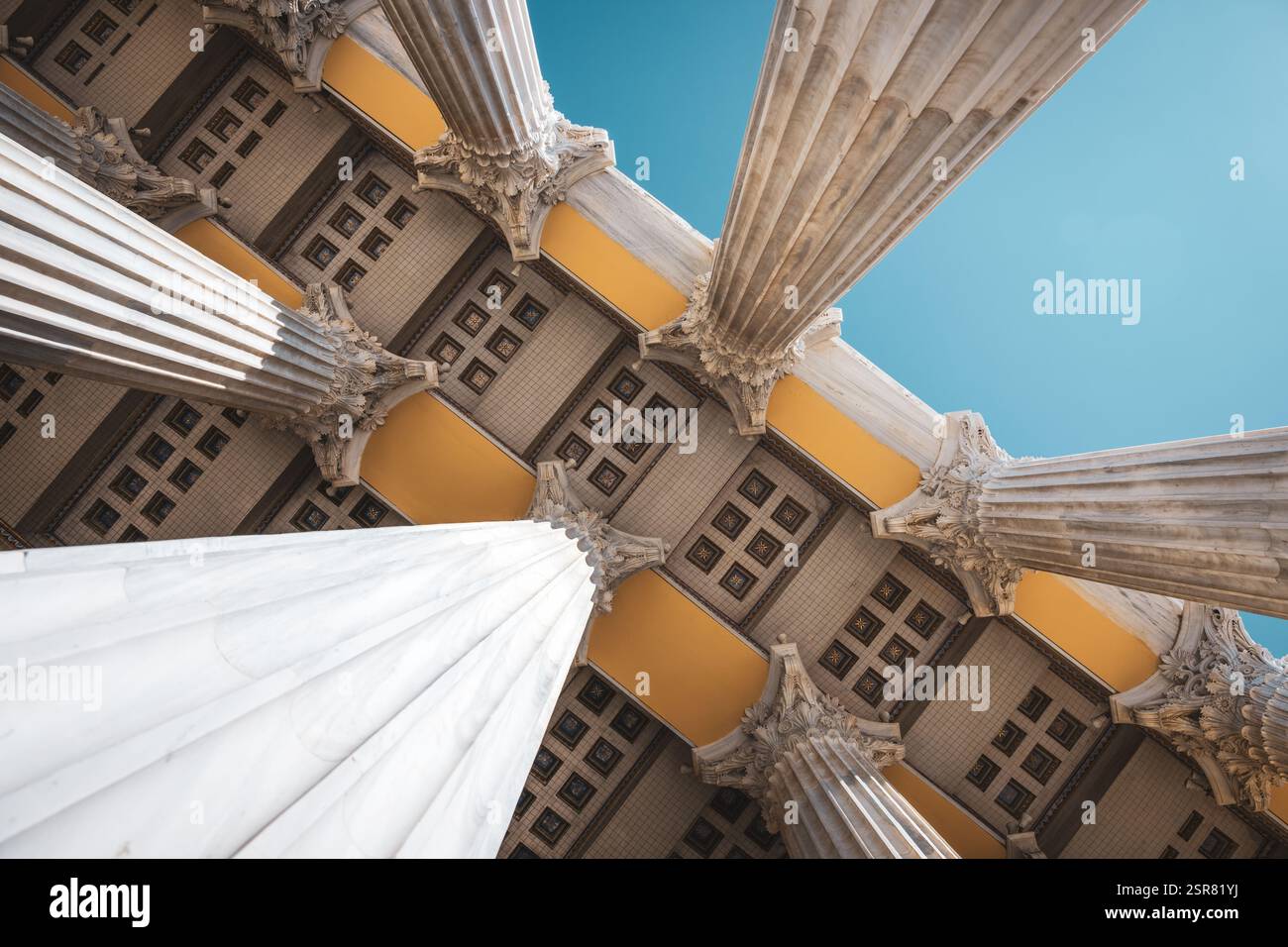 Majestic columns supporting ornate classical architecture Stock Photo ...