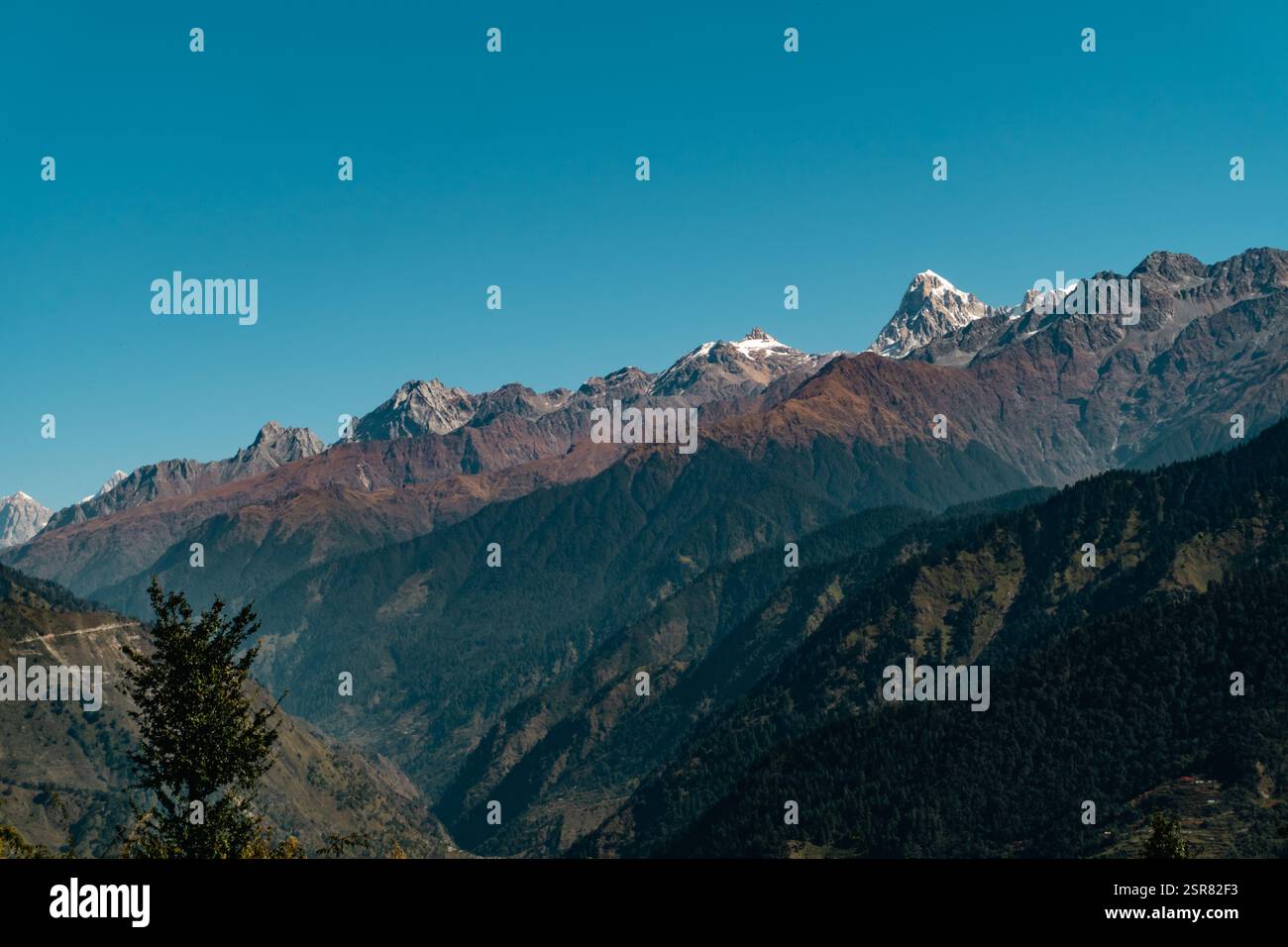 Majestic view of Srikantha and Gangotri peaks in the Garhwal Himalayas ...