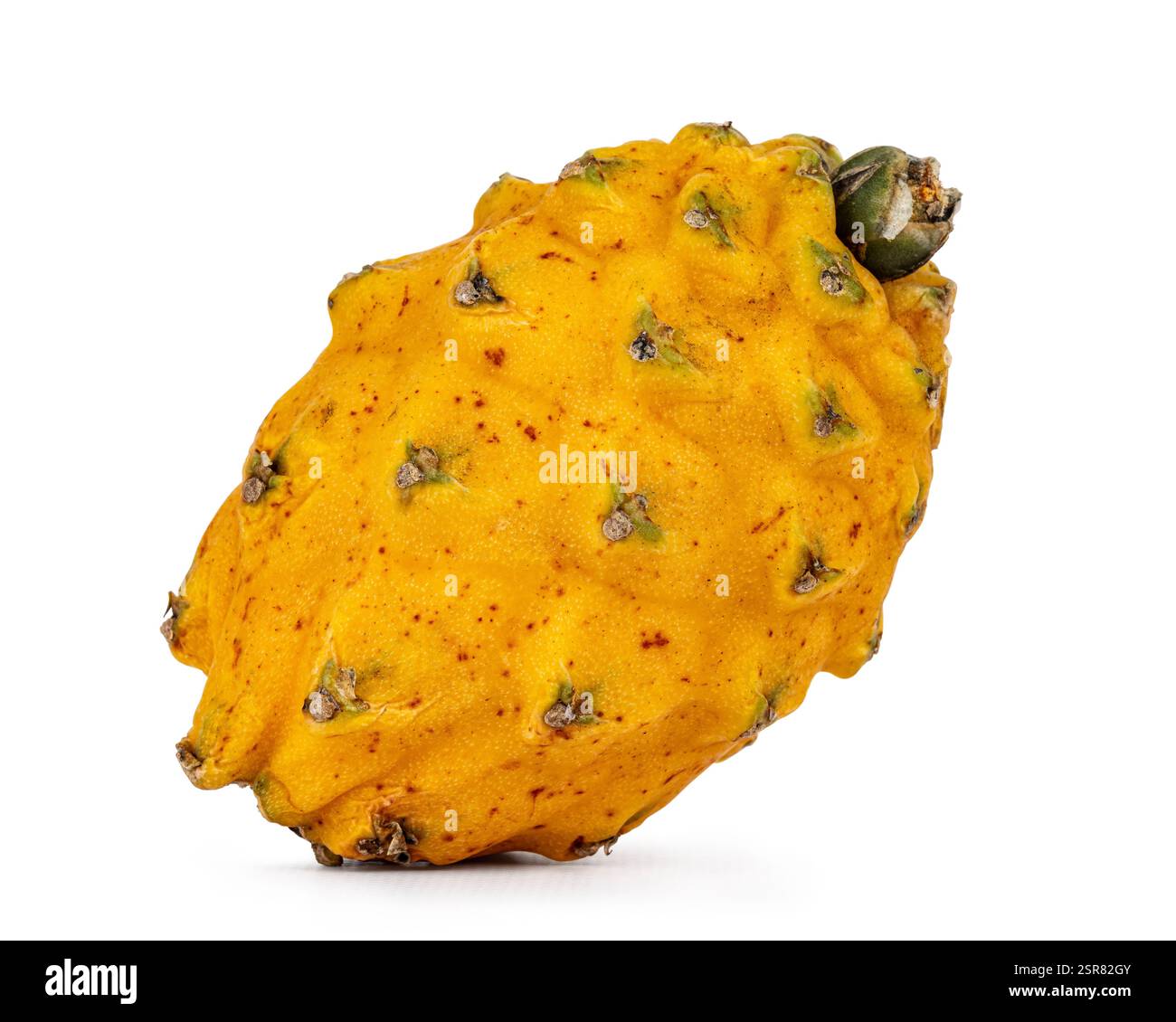 Whole ripe yellow dragon fruit or pitaya isolated on white background ...