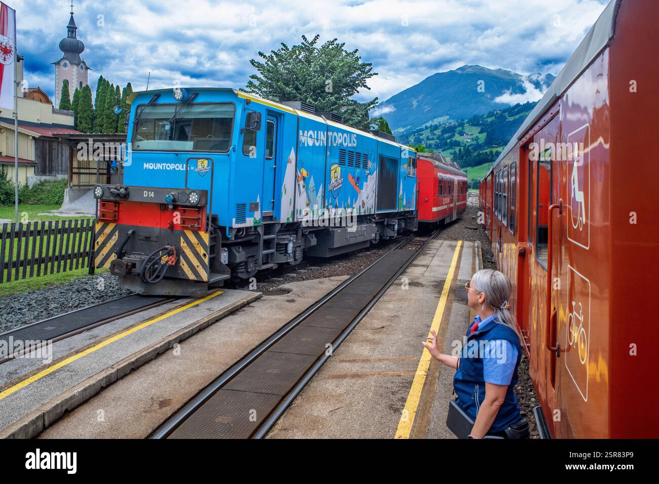 Zillertal Railway or Zillertalbahn, Zillertal Valley, Jenbach, Tyrol ...