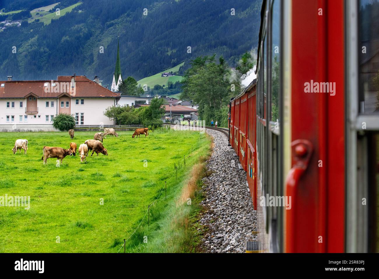 Zillertal Railway or Zillertalbahn, Zillertal Valley, Jenbach, Tyrol ...