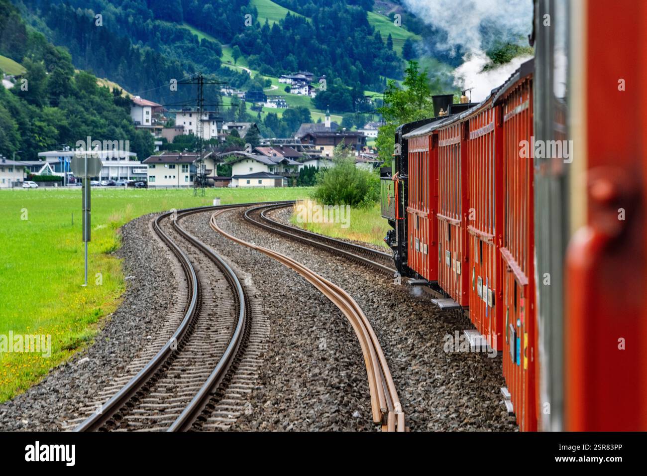 Zillertal Railway or Zillertalbahn, Zillertal Valley, Jenbach, Tyrol ...