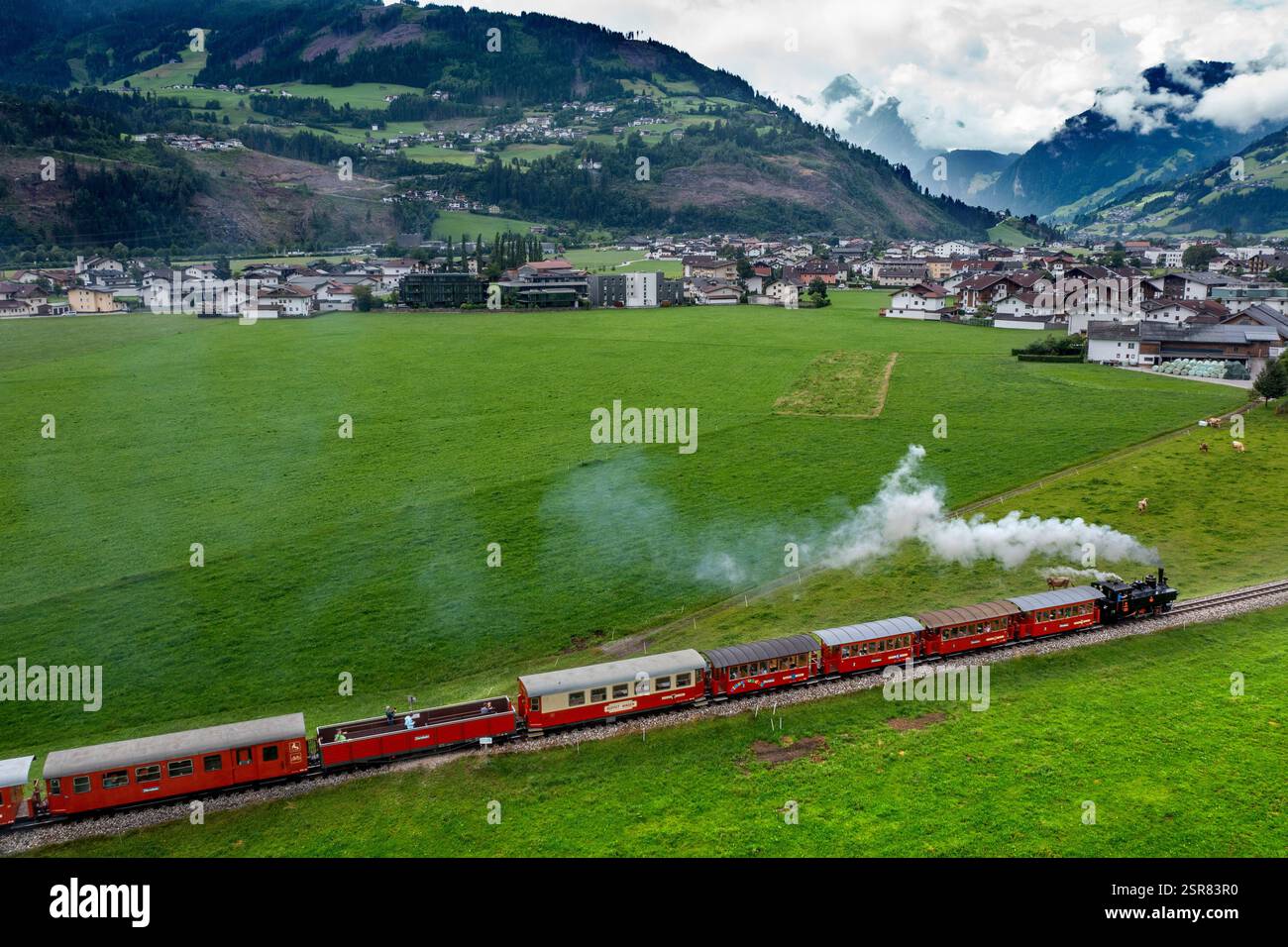Zillertal Railway or Zillertalbahn, Zillertal Valley, Jenbach, Tyrol ...