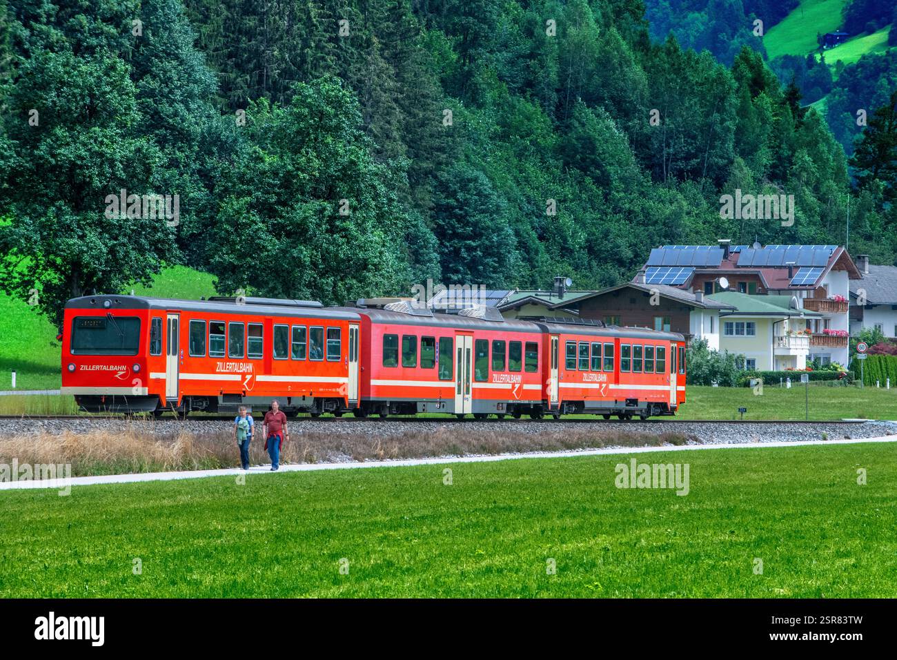 Zillertal Railway or Zillertalbahn, Zillertal Valley, Jenbach, Tyrol ...