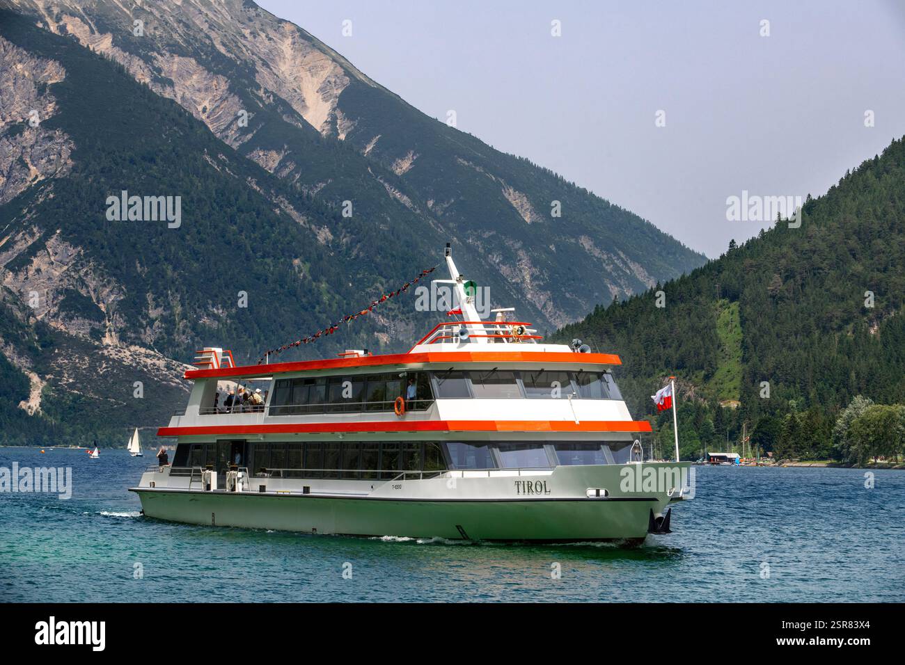 A pleasure ferry boat or steamer at Pertisau on Achensee the largest ...