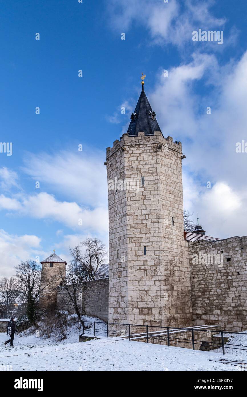 old watchtower at the city wall of Muehlhausen, Germany Stock Photo - Alamy