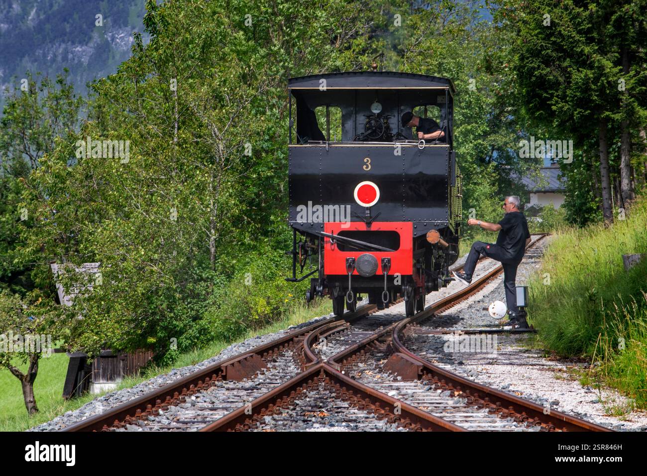 Historical steam locomotive, in the half way, Achenseebahn to Jenbach ...