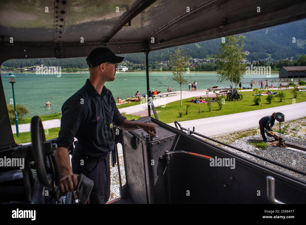 Historical steam locomotive, Achensee lake railroad, Tirol, Austria ...