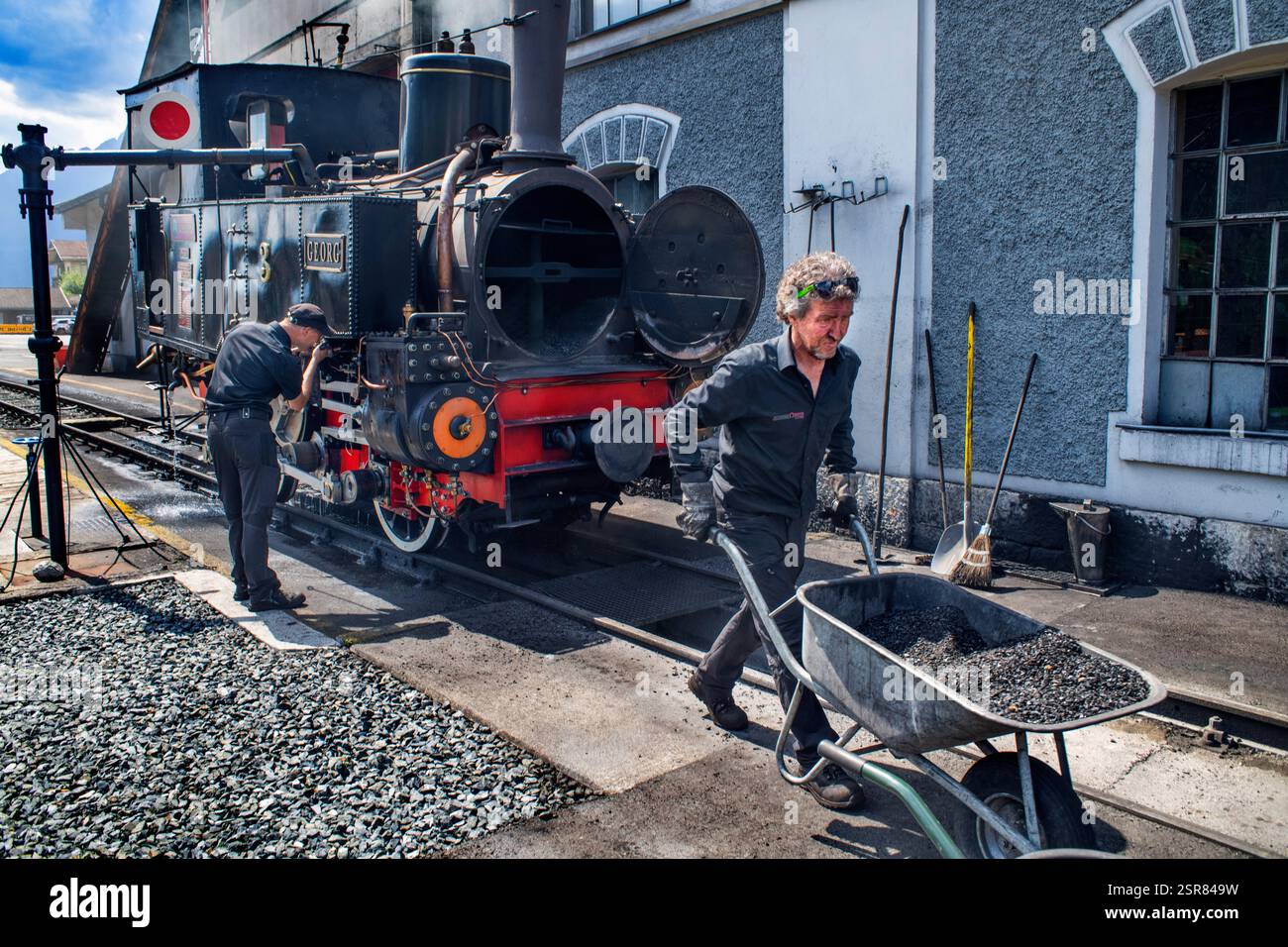 Historical steam locomotive, Jenbach station, Tirol, Austria ...