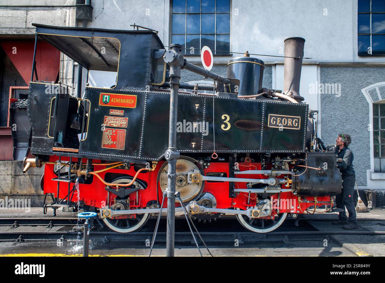 Historical steam locomotive, Jenbach station, Tirol, Austria ...
