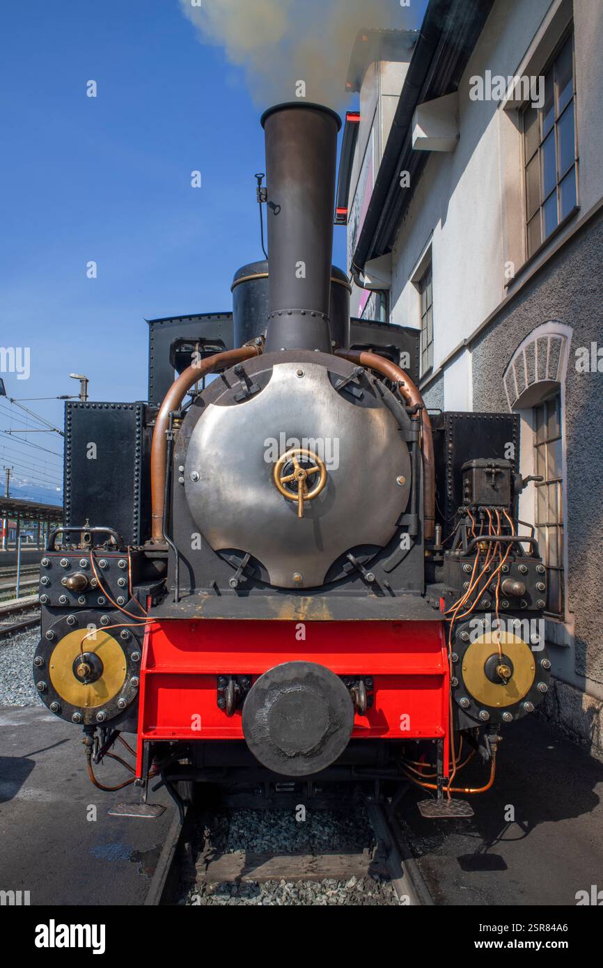 Historical steam locomotive, Jenbach station, Tirol, Austria ...