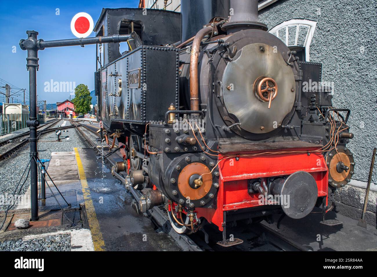 Historical steam locomotive, Jenbach station, Tirol, Austria ...