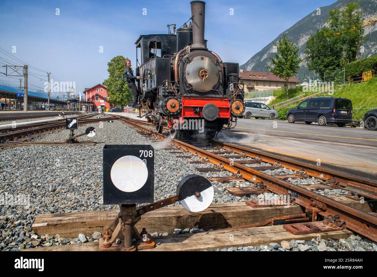 Historical steam locomotive, Jenbach station, Tirol, Austria ...