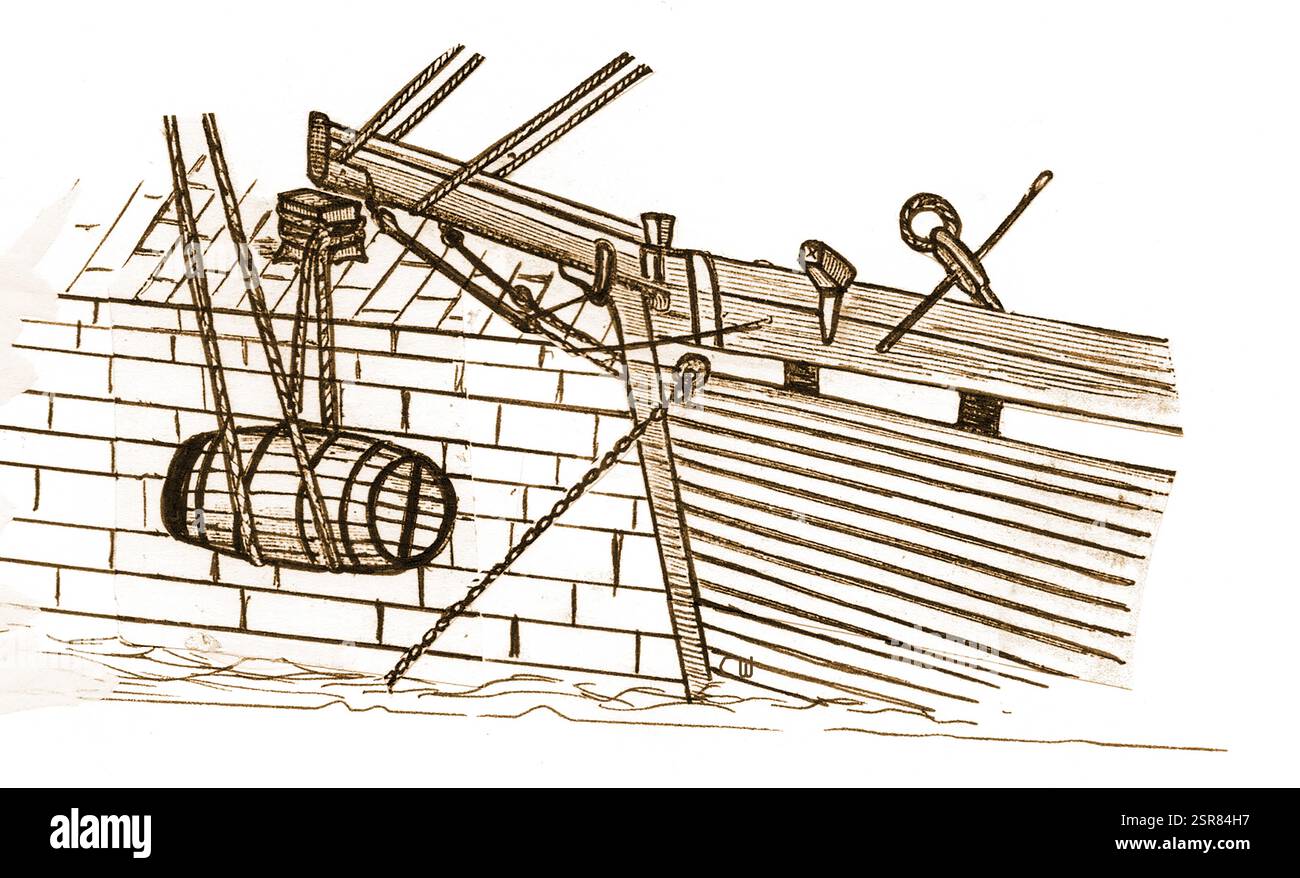 Sailing Ship Terms - Lifting a barrel using a rope sling called a ...