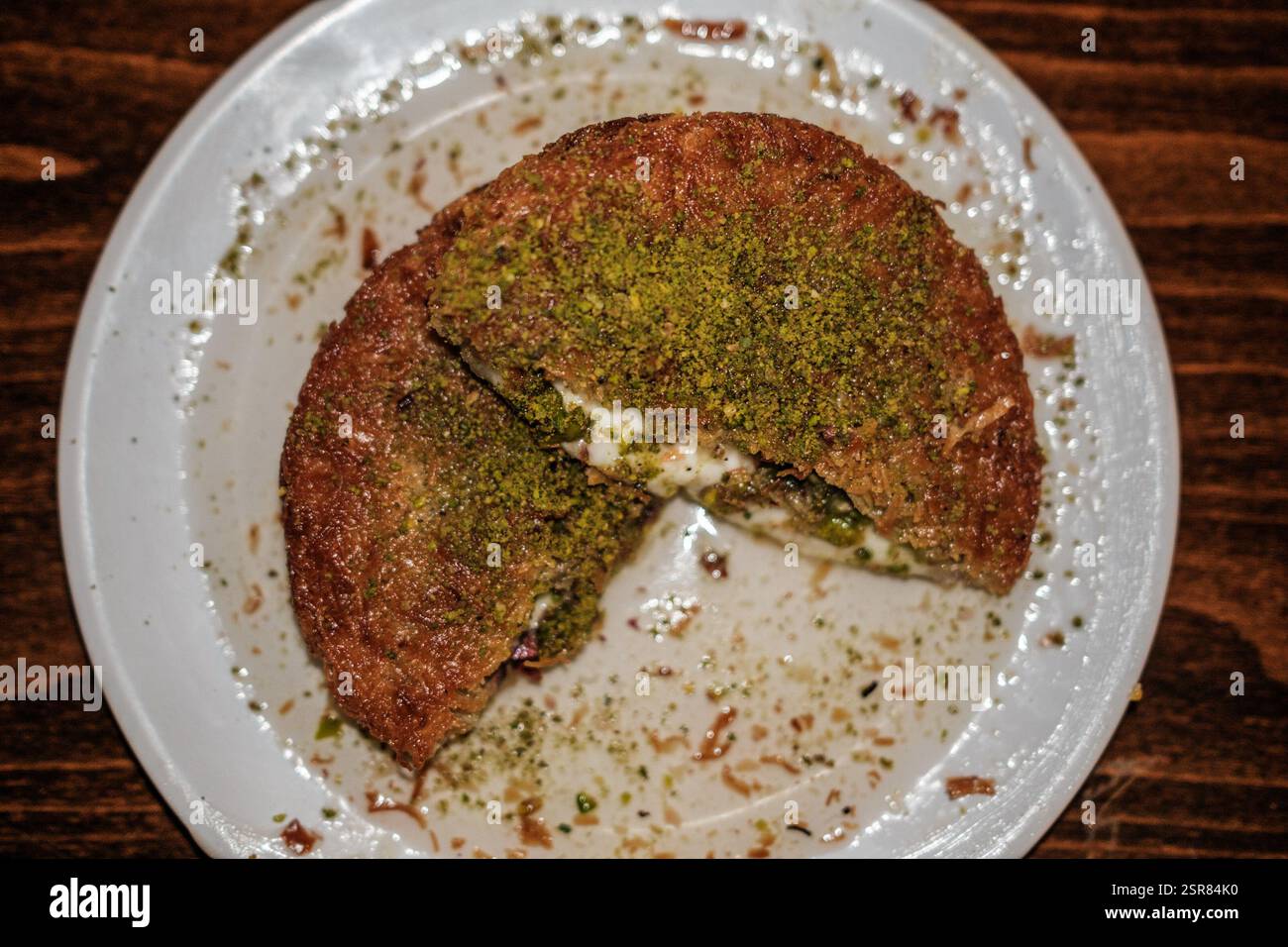 Ready to serve kunafa. Kunafa, at famous dessert of the Middle East, is ...