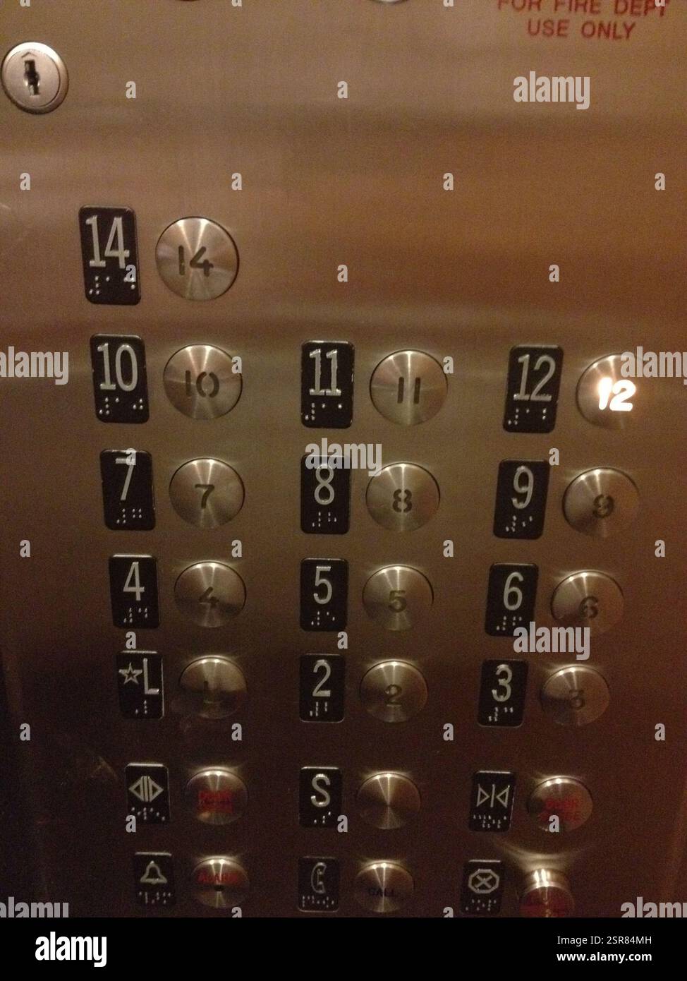 A stainless steel fire department elevator gleams in New York ...