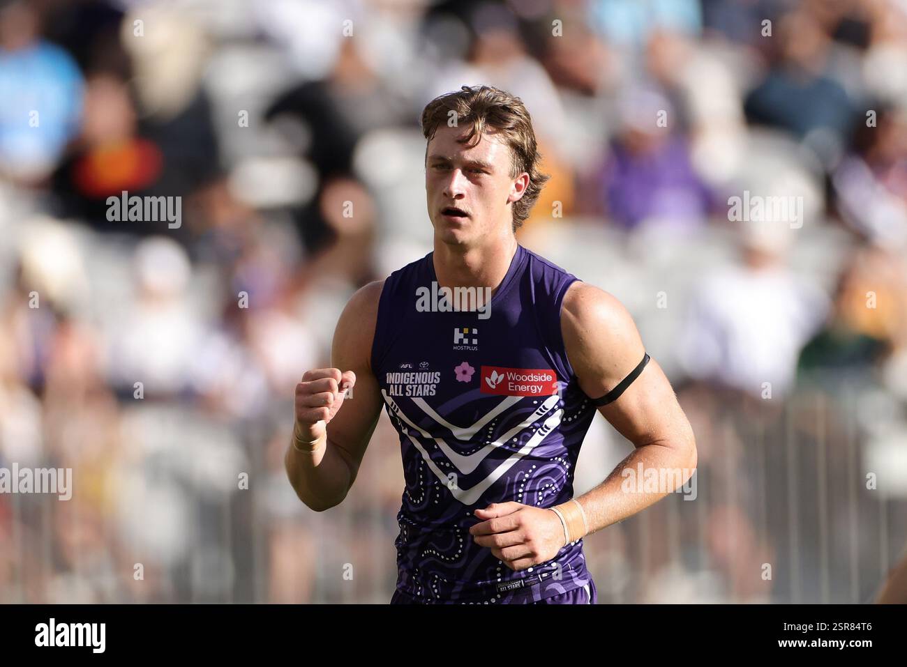 Perth, Australia. 15th Feb, 2025. Jye Amiss of the Dockers celebrates ...