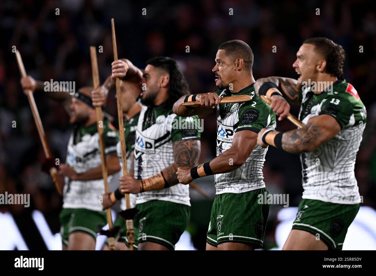 Sydney, Australia. 15th Feb, 2025. Maori All Stars perform the Haka ...