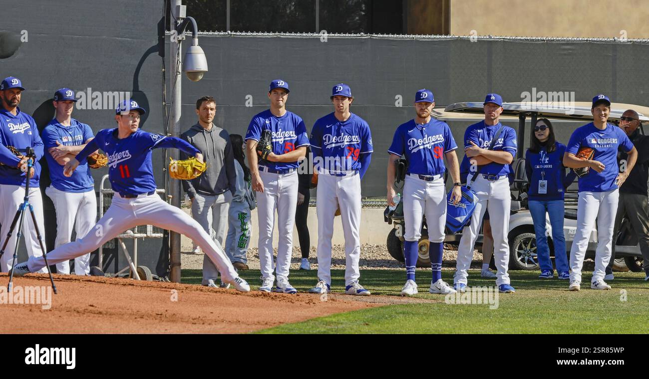 Los Angeles Dodgers pitcher Roki Sasaki throws a bullpen session during ...
