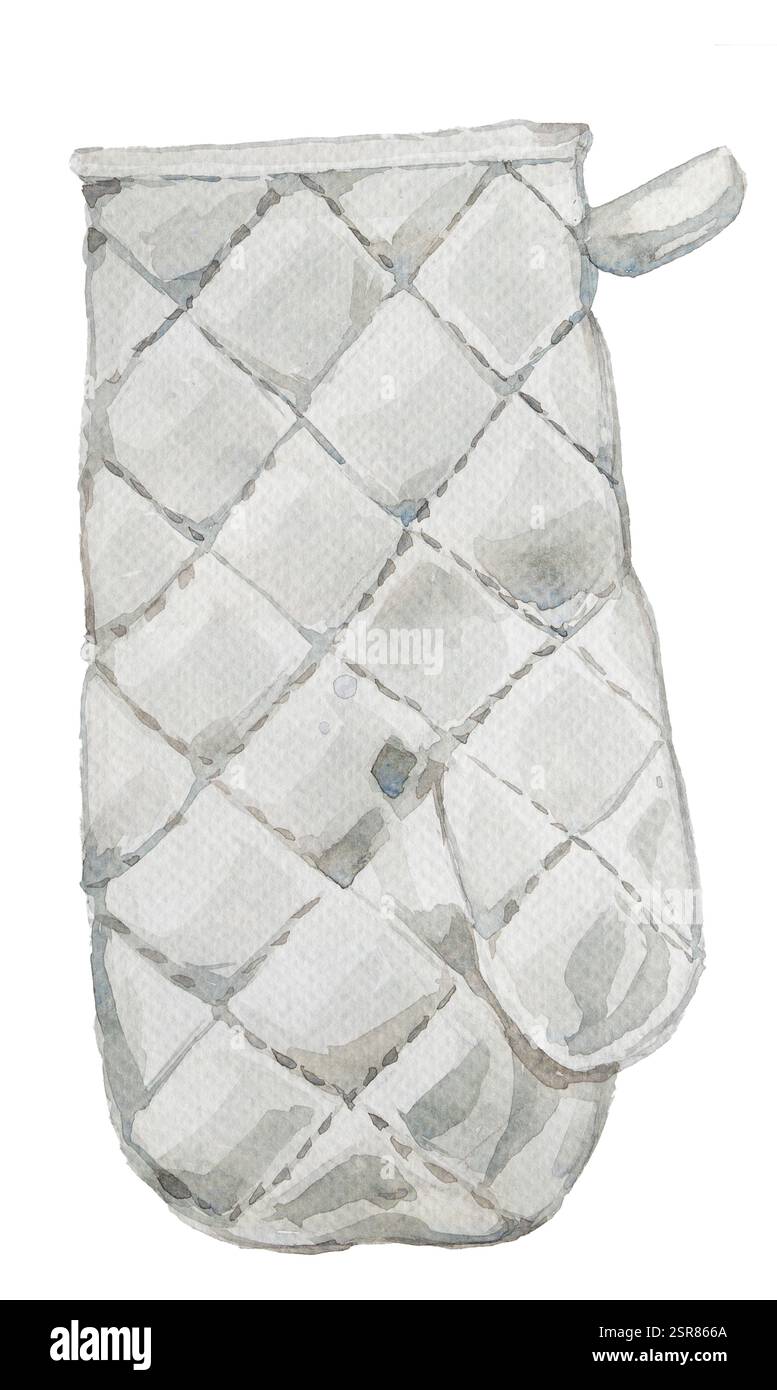 Kitchen mitten isolated on white. Watercolor kitchen glove clipart ...