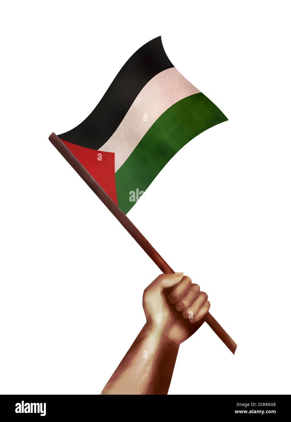 Hand waving Palestine flag.Palestinian national flag with vintage ...