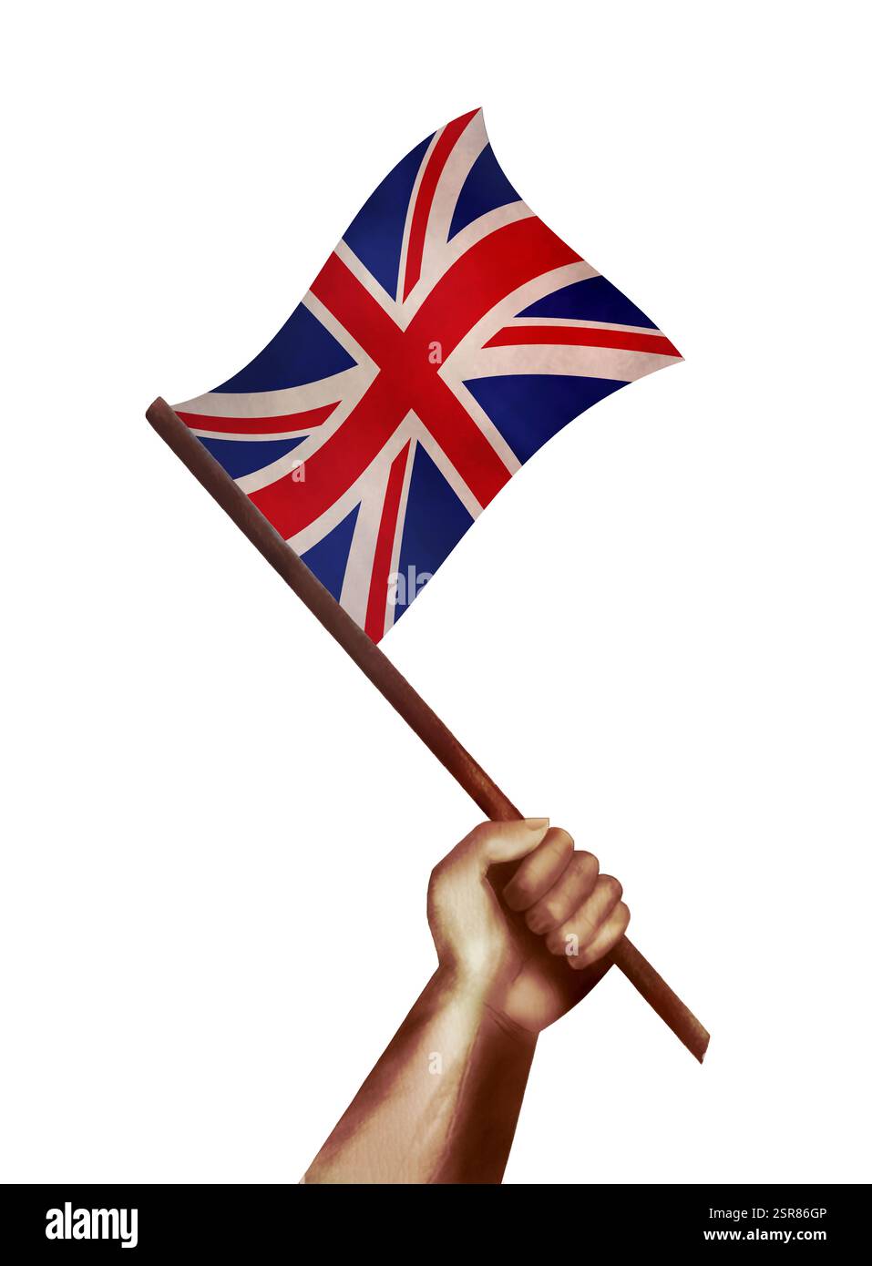 Hand waving UK flag.United Kingdom national flag with vintage effect ...