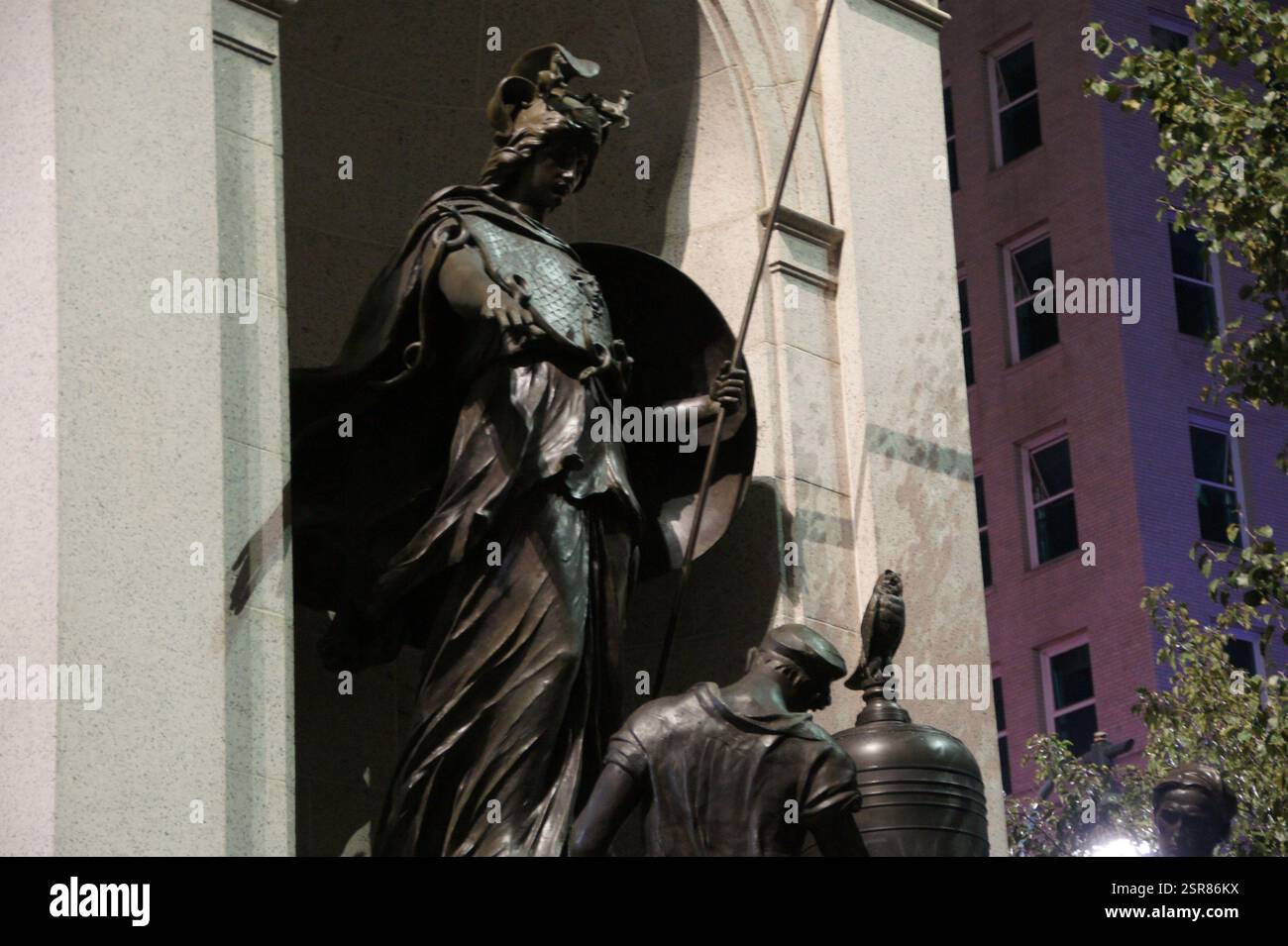 Manhattan's guardians stand tall. In Herald Square, a bronze lady in ...