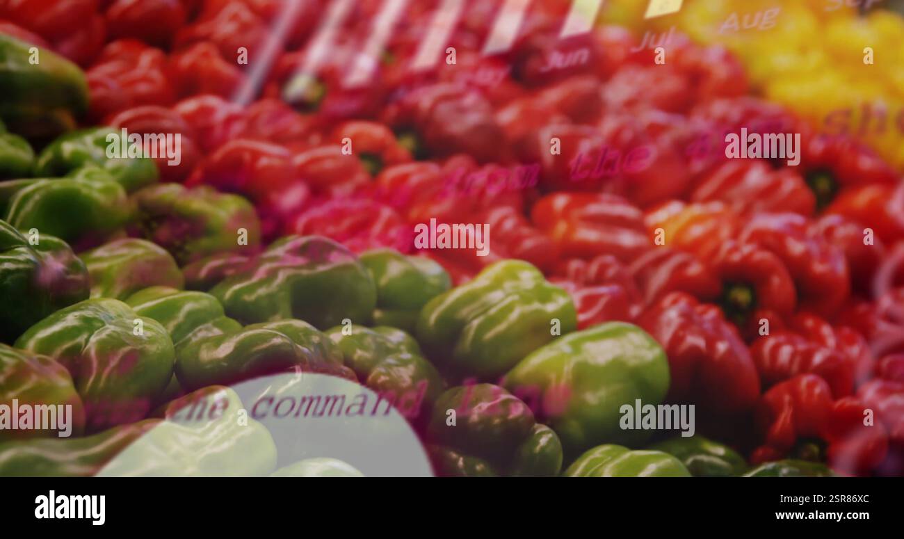 Image of charts processing data over vegetables in shop display Stock ...
